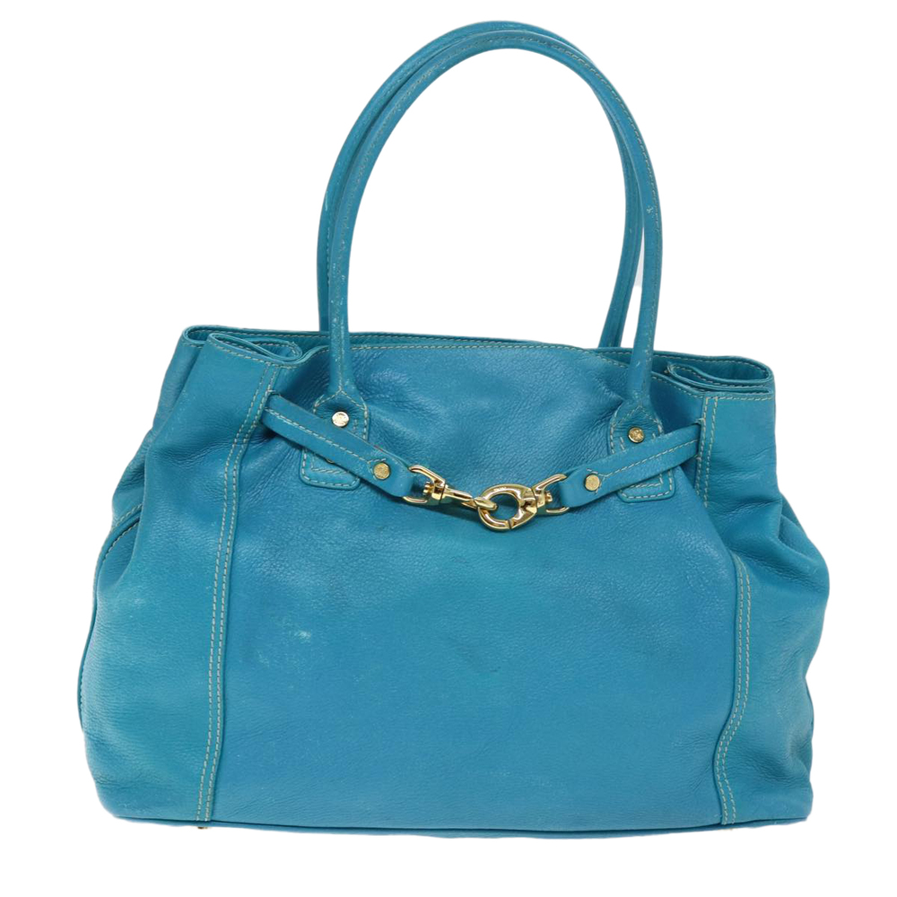 Celine | Bags | Celine Tote Bag Leather Turquoise Blue Auth 74223 ...